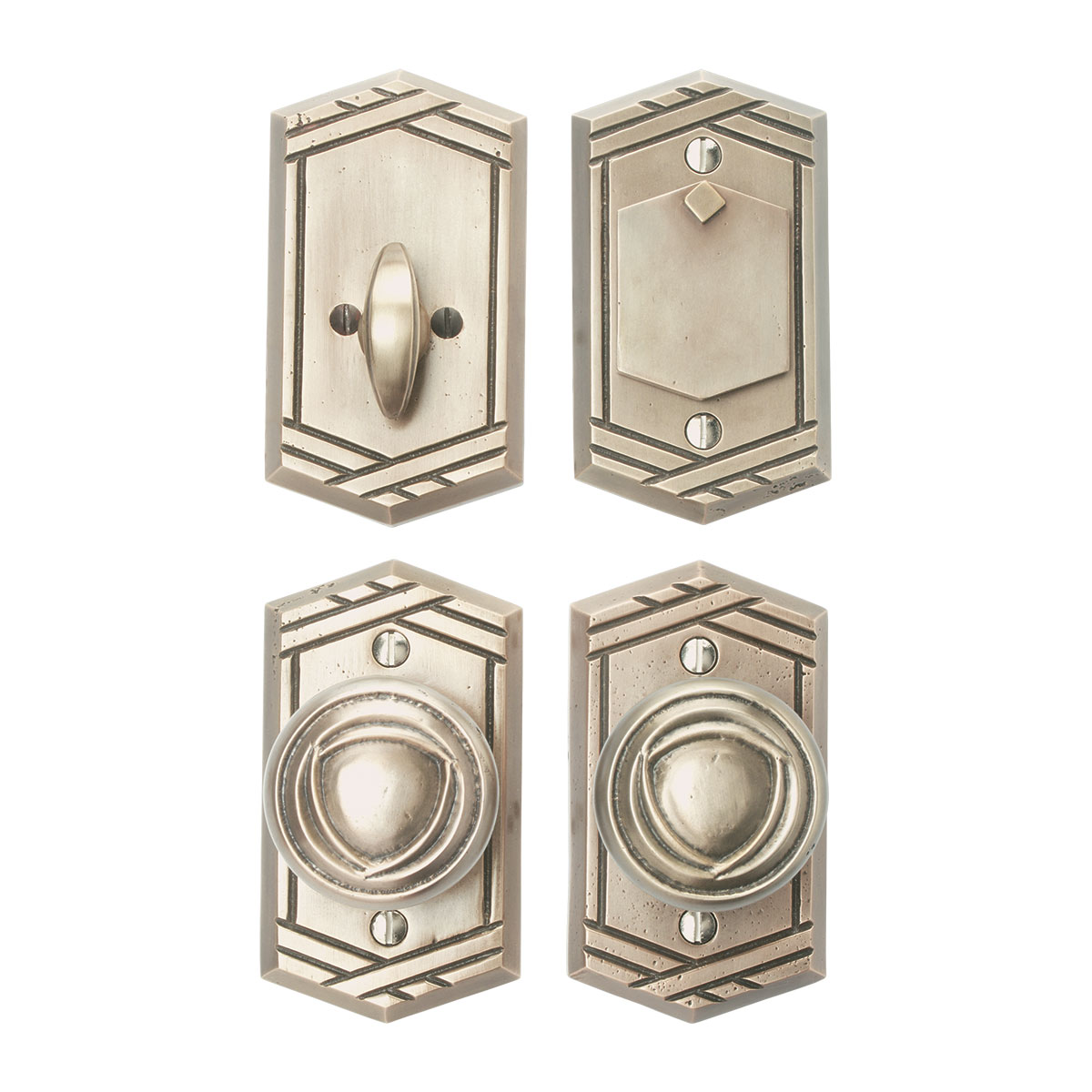 Hardware Renaissance Usa-Bronze Art Deco Knob Deadbolt Entry-Natural ...